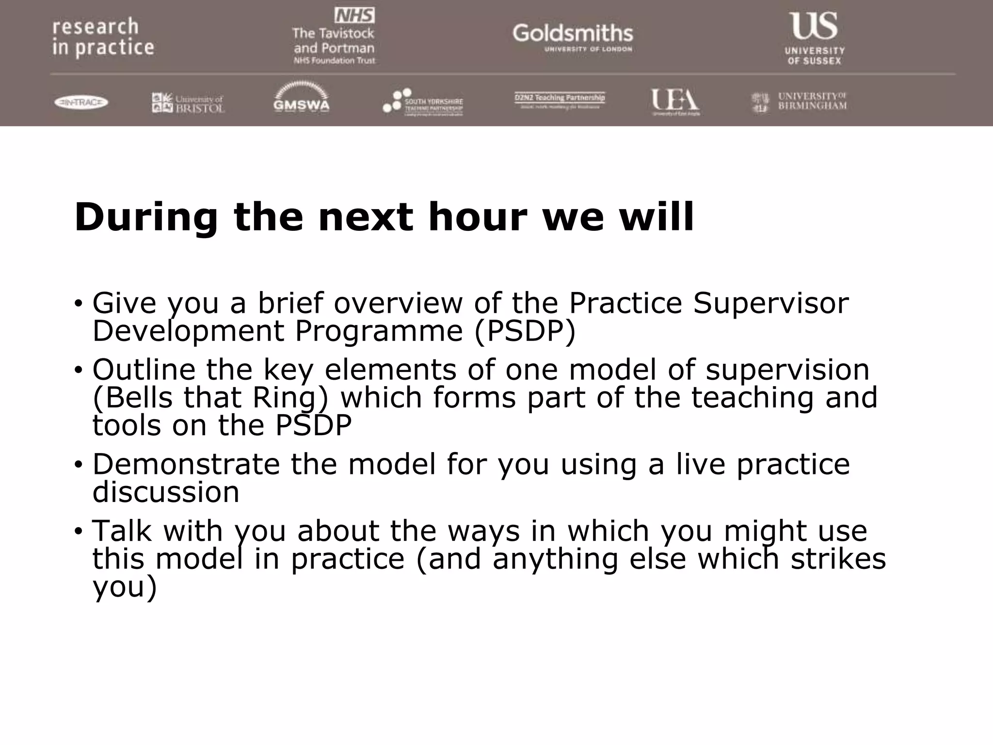 Using the Bells that Ring- systemic model of supervision on the ...