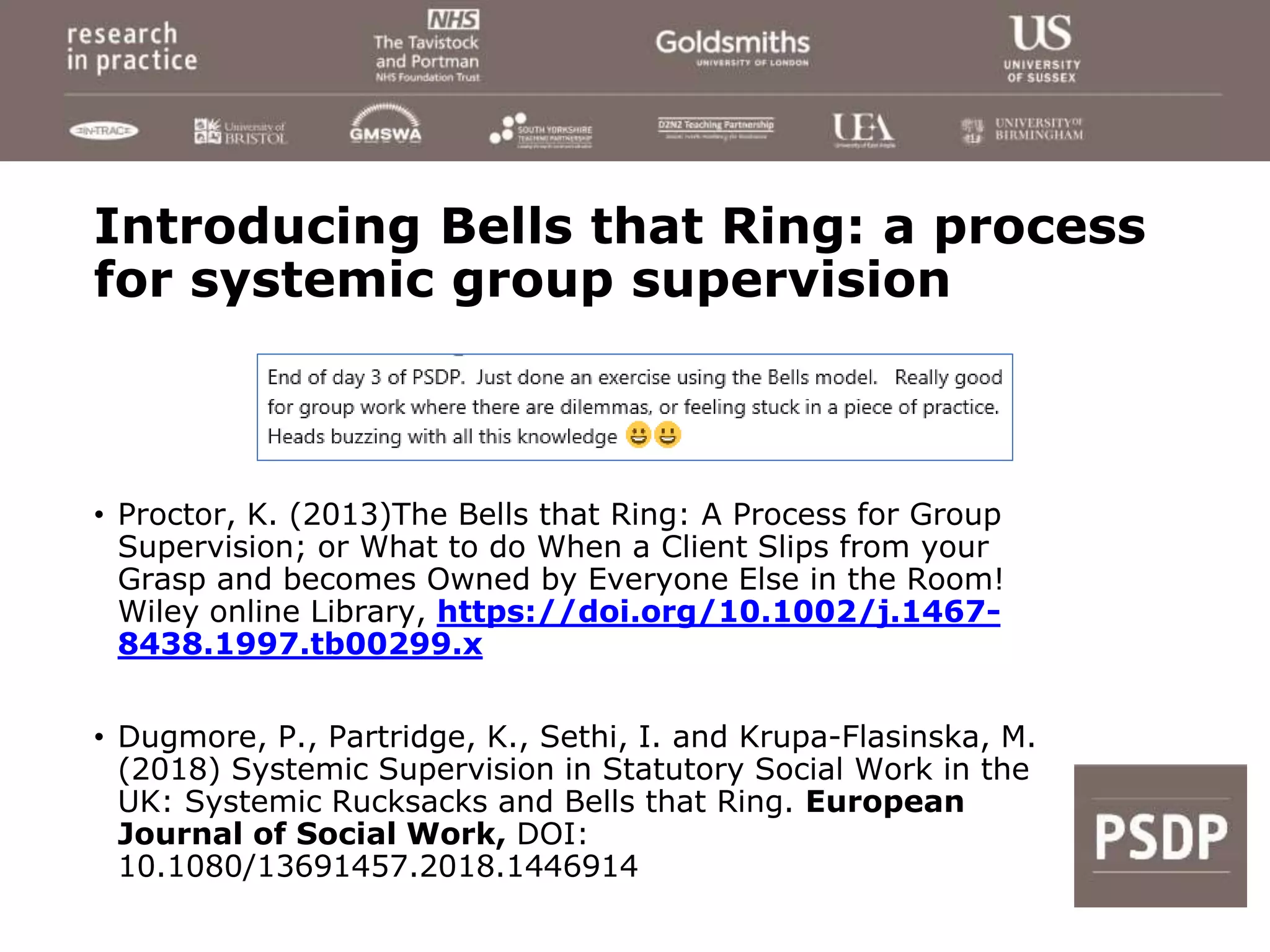 Using the Bells that Ring- systemic model of supervision on the ...