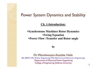 POWER SYSTEM DYNAMICS AND STABLITY CHAP1 | PDF