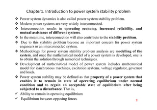 POWER SYSTEM DYNAMICS AND STABLITY CHAP1 | PDF