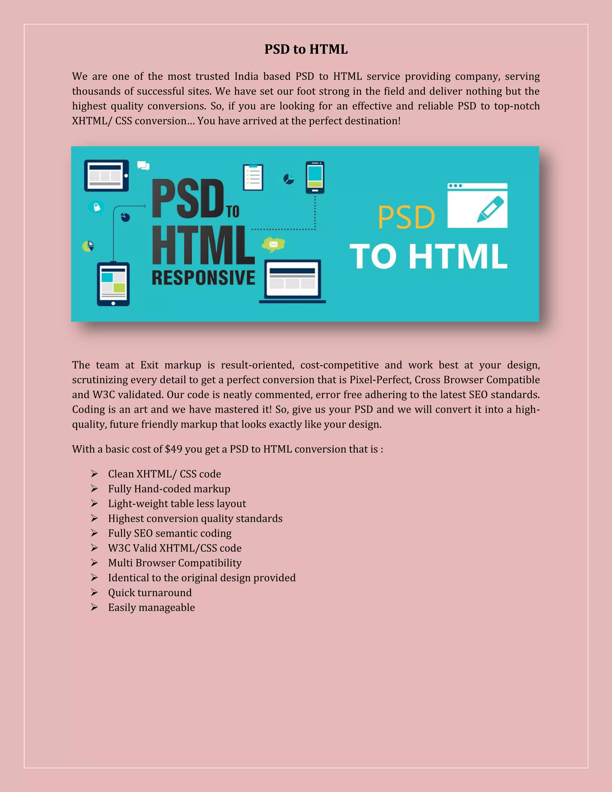 PSD to HTML Service | PDF