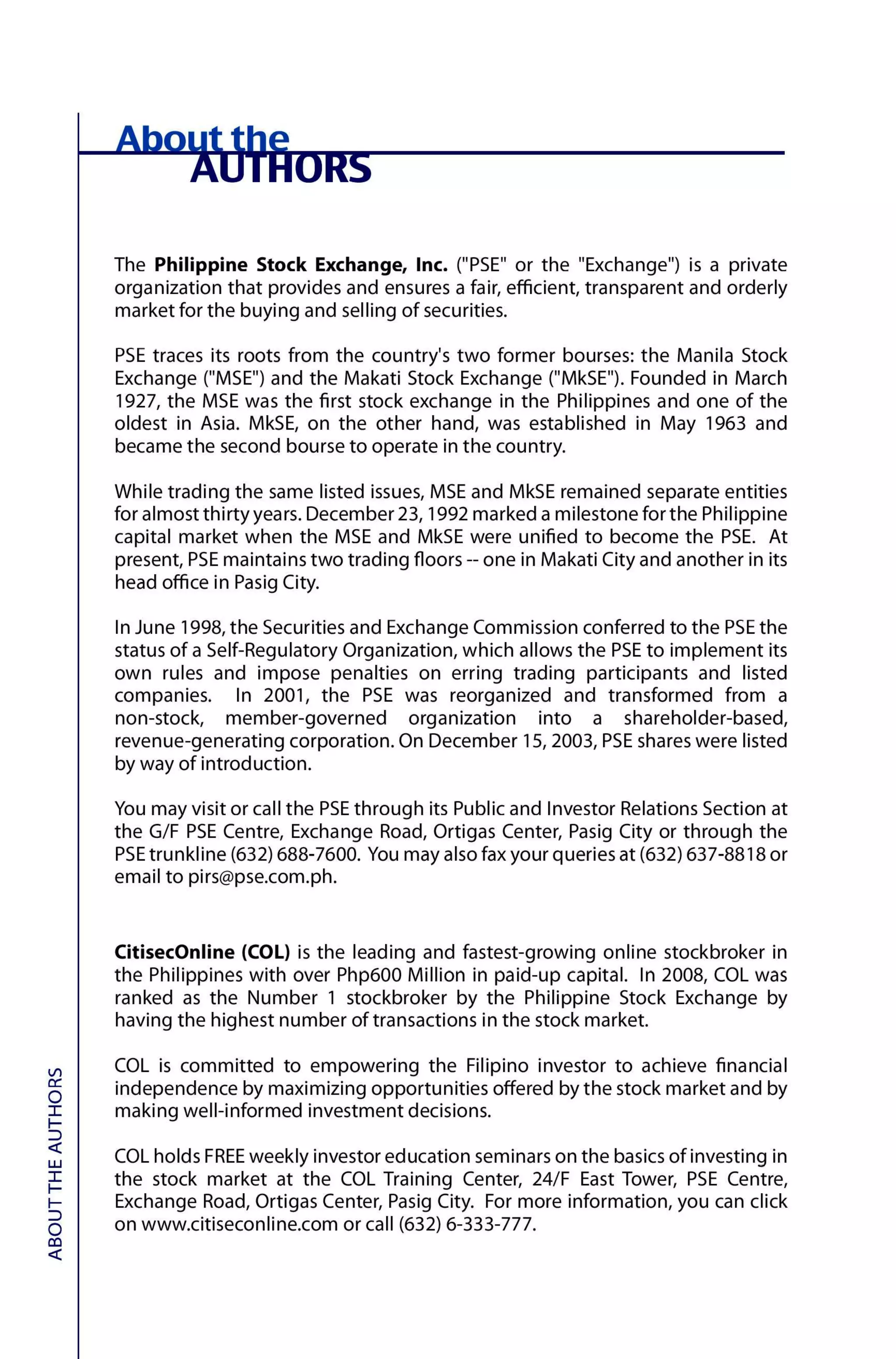 [PinoyInvestor.com] PSE Guide to Stock Investing in the Philippines | PDF