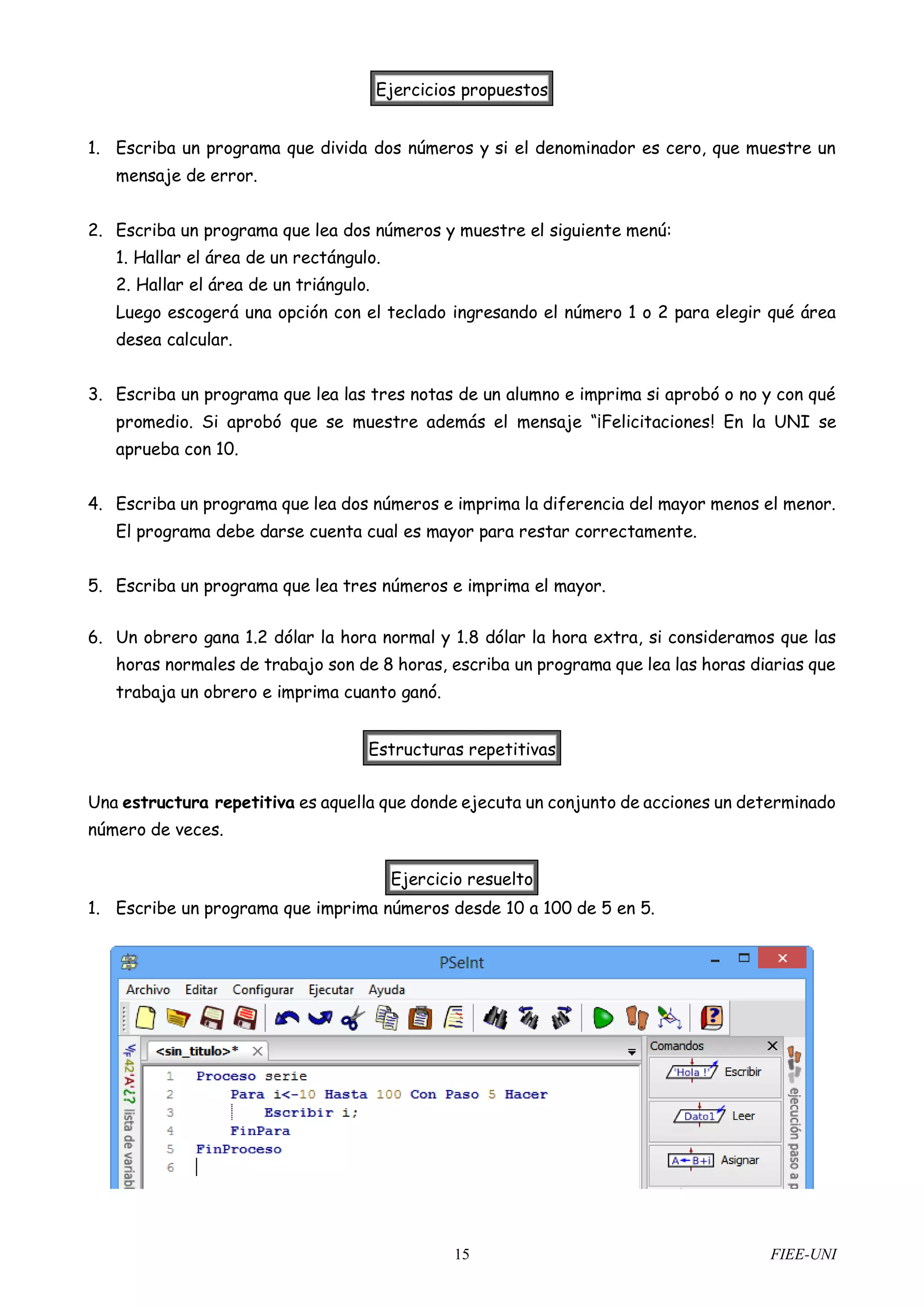 Algoritmos con PSeInt | PDF