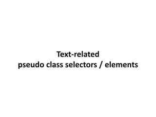 Pseudo CSS Selectors | PDF