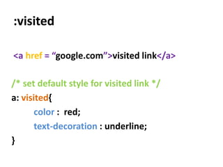 Pseudo CSS Selectors | PDF