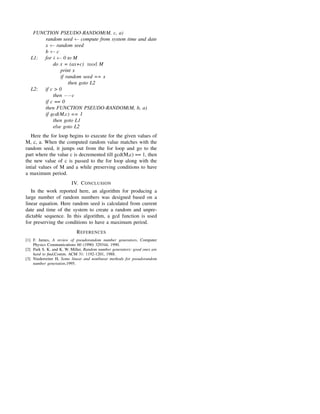 Pseudo-Random Number Generators: A New Approach | PDF