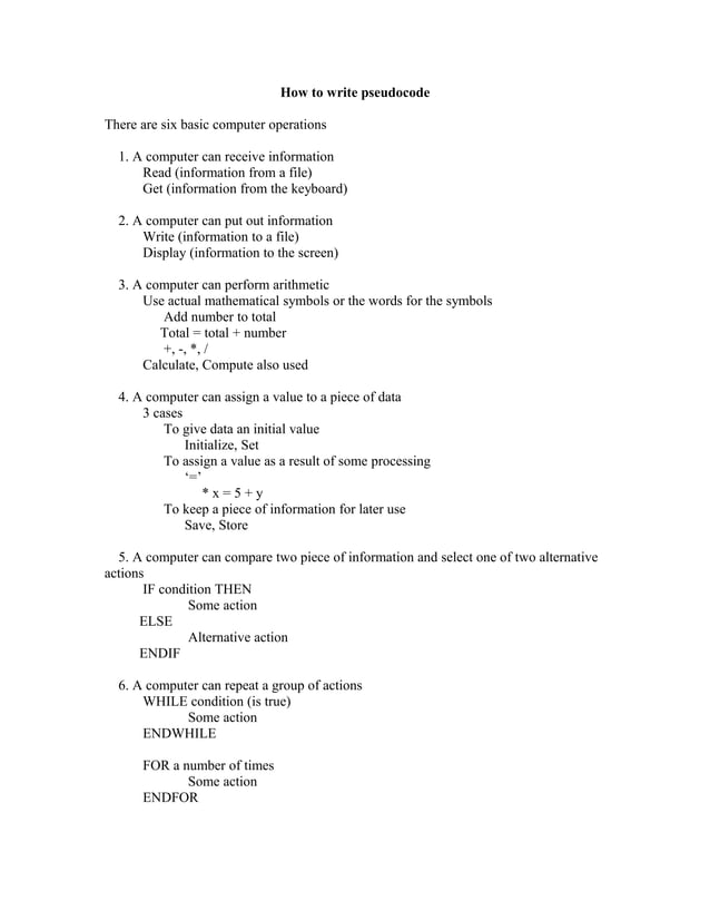Pseudocode Pdf 