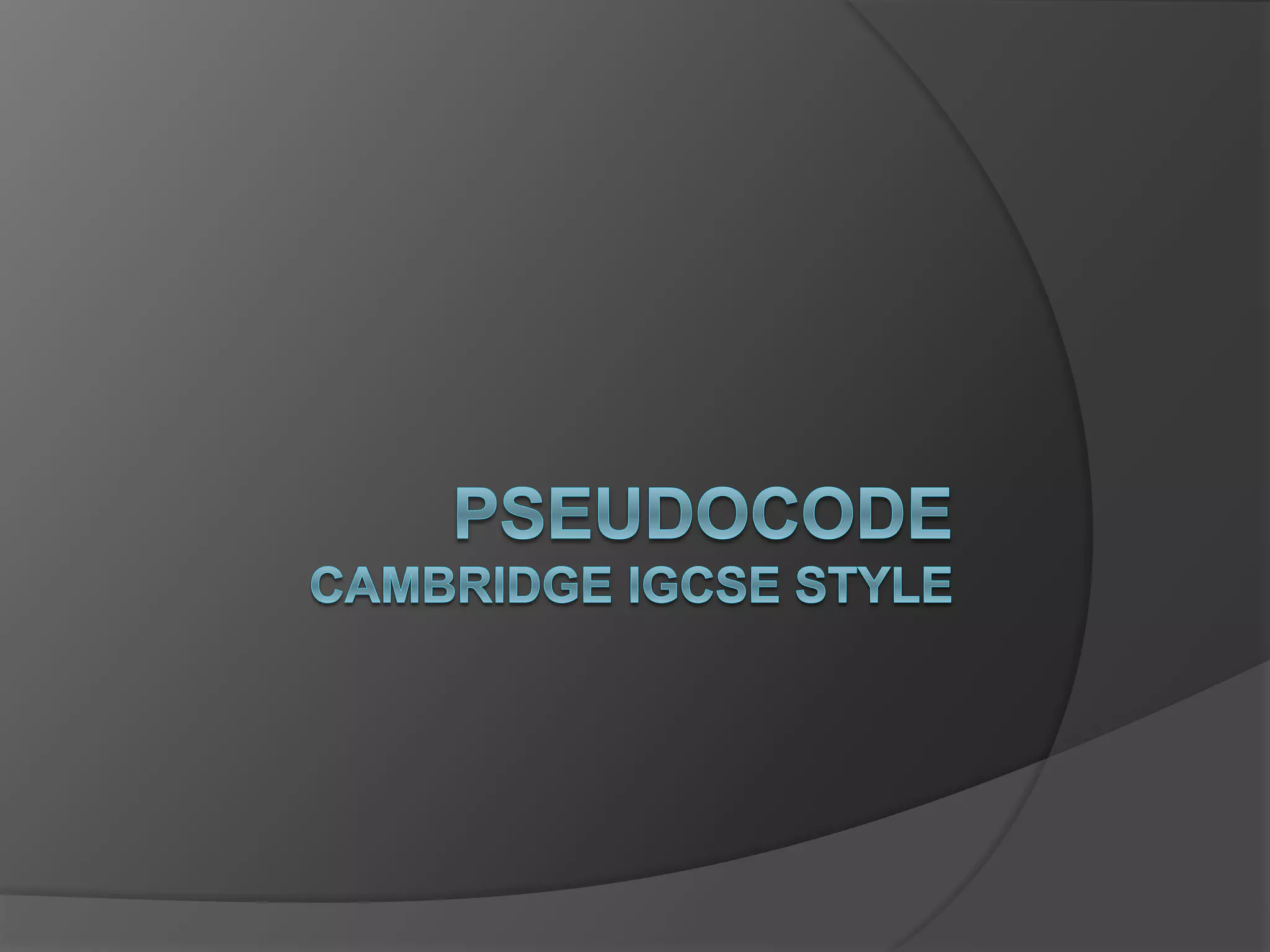 Pseudocode | PPTX