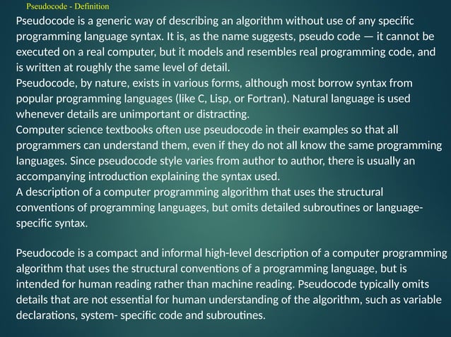 pseudocode Note(IGCSE Computer Sciences) | PPTX