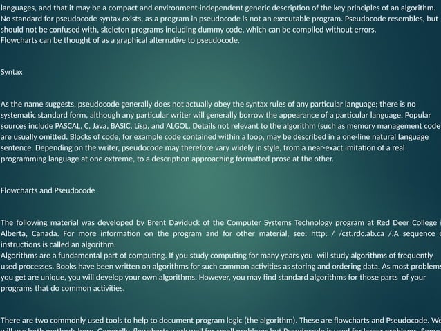 Pseudocode Noteigcse Computer Sciences Ppt