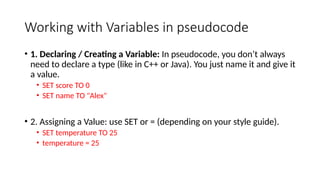 PseudocodeS in advance programming language | PPTX