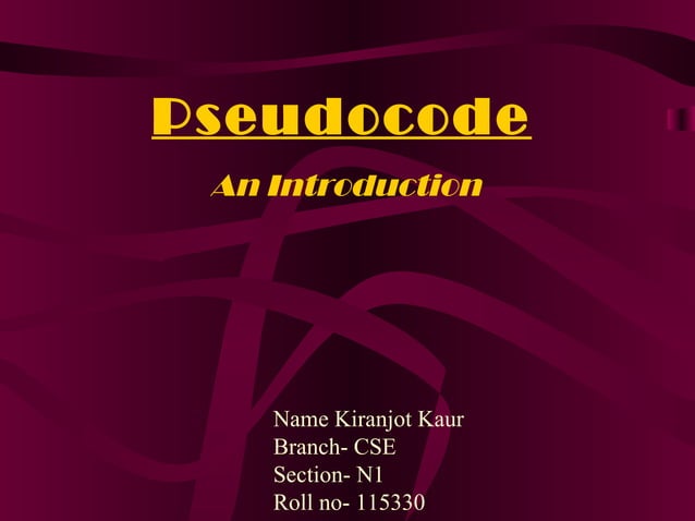 Pseudocode basics | PPT | Programming Languages | Computing