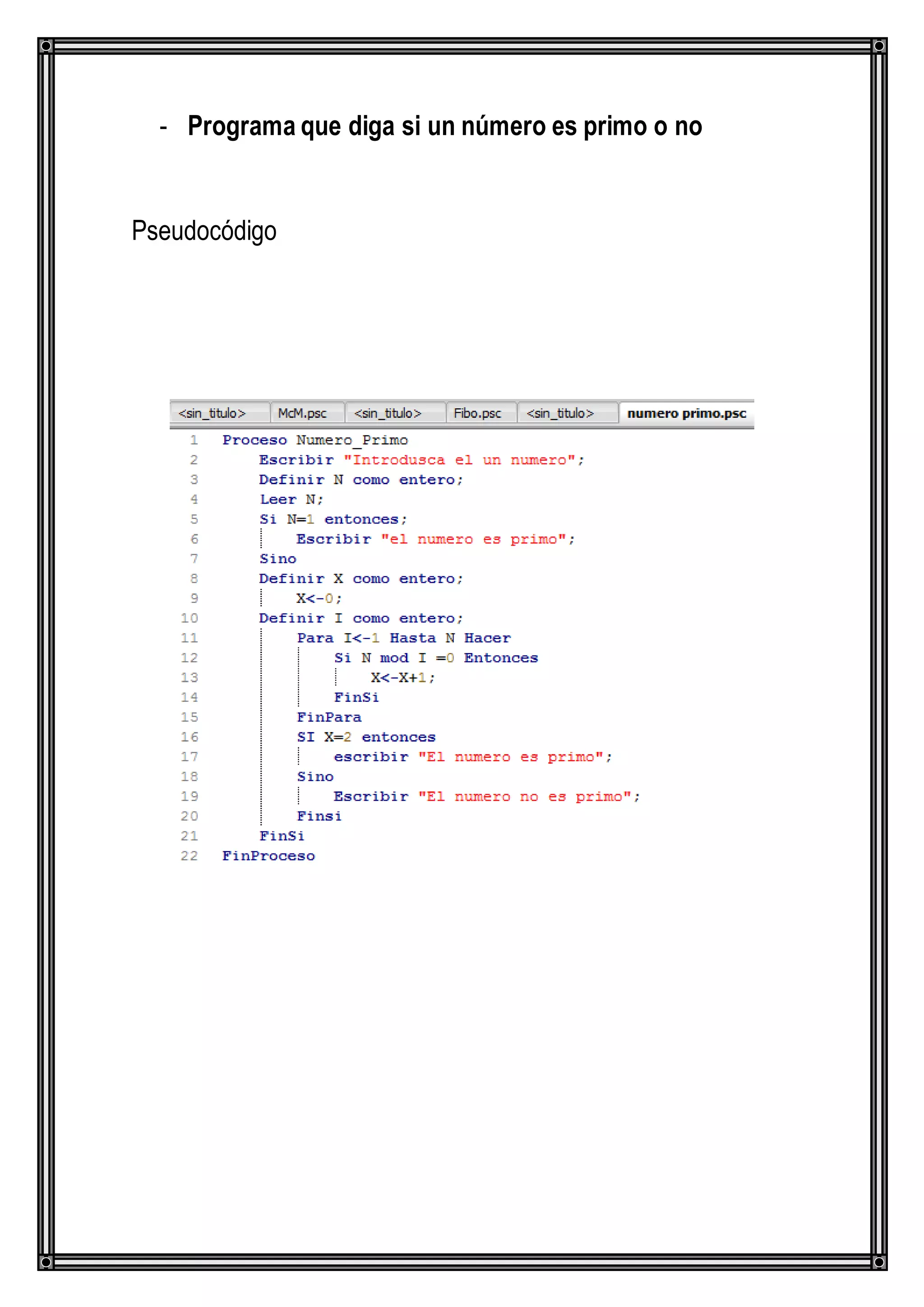 Pseudocodigo y diagrama de flujo | DOCX