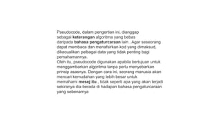 Pseudokod dan carta alir (reka bentuk dan teknologi | PPT | Free Download