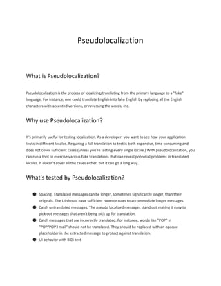 Pseudolocalization | PDF