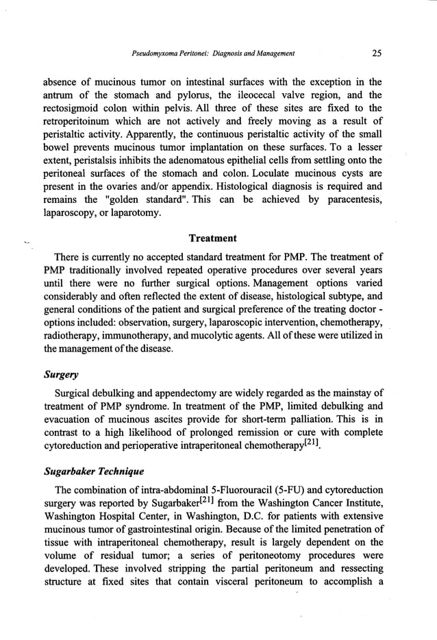 Pseudomyxoma peritonei diagnosis and management | PDF