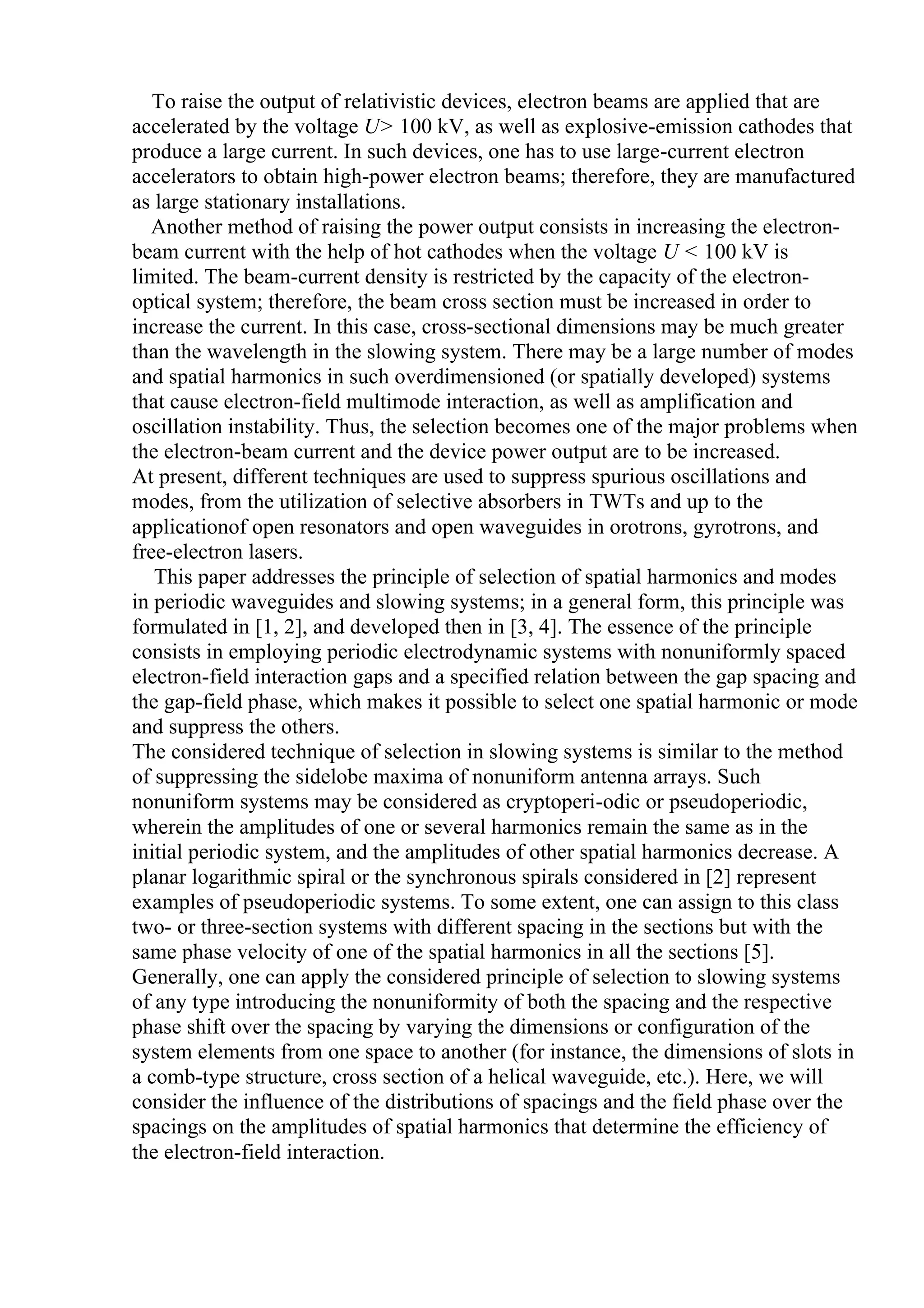 Pseudoperiodic waveguides with selection of spatial harmonics and modes | PDF
