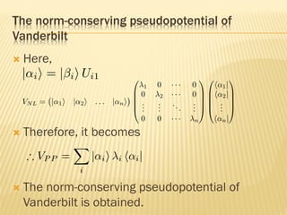 Pseudopotential of vanderbilt | PDF