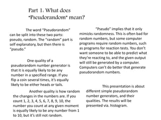 Pseudorandom number generators powerpoint | PPTX