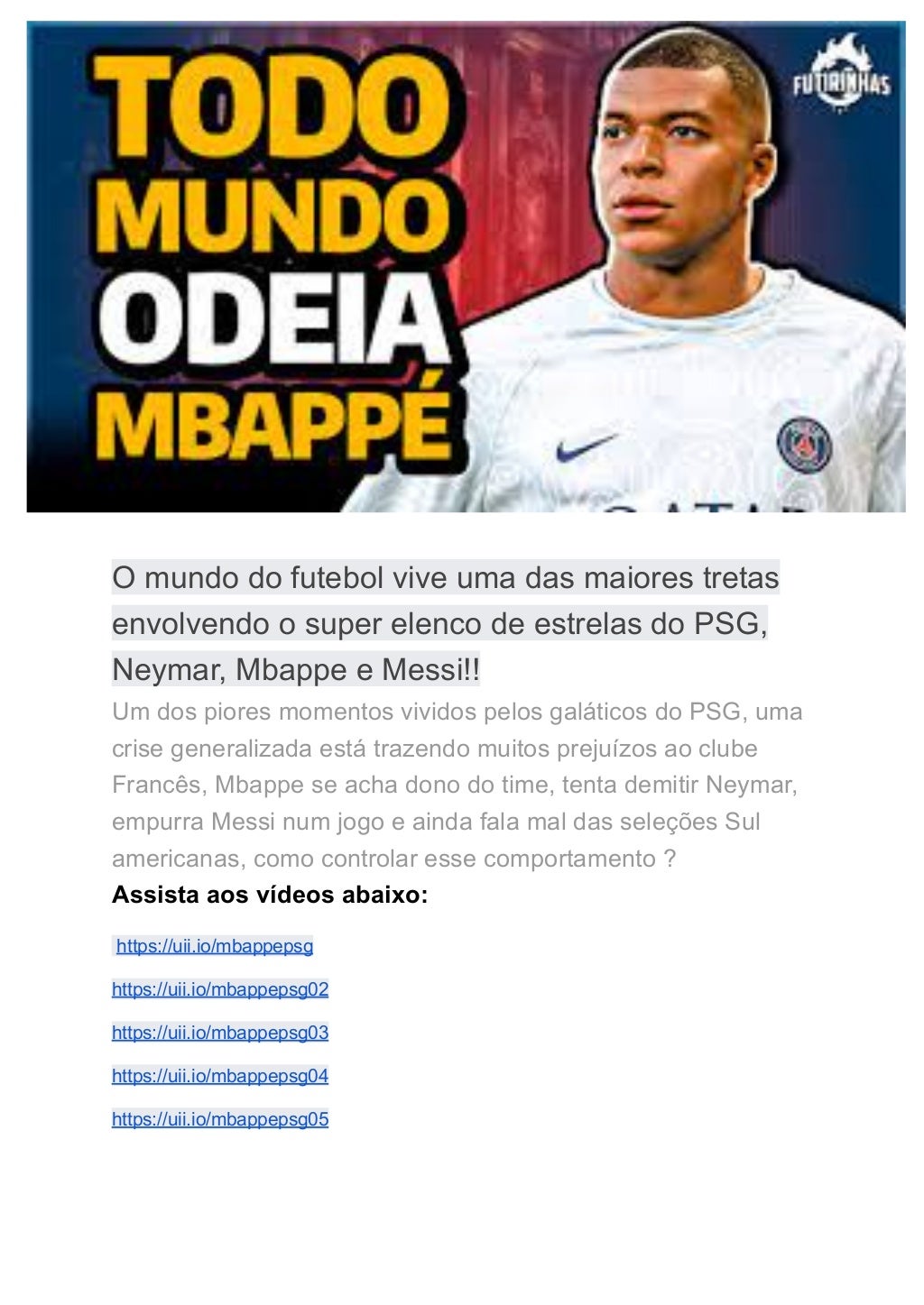 PSG o mundo particular de MBAPPÉ ! | PDF