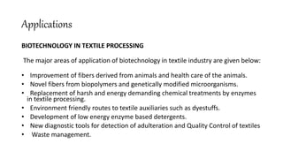 APPLICATIONS OF NANO AND BIOTECHNOLOGY IN TEXTILE INDUSTRIES | PPTX