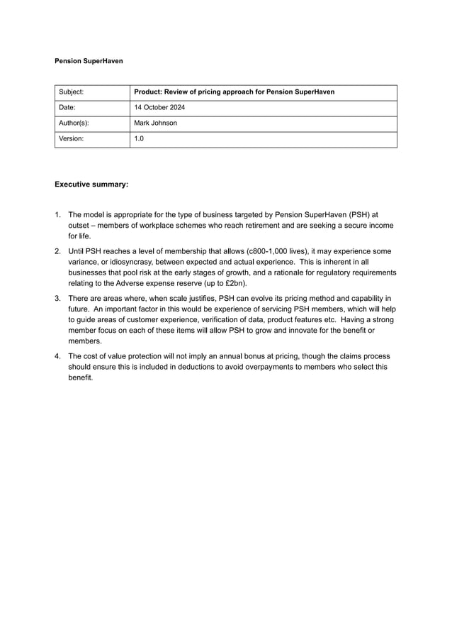PSH - Pricing overview v1.0 20241014.pdf | Free Download