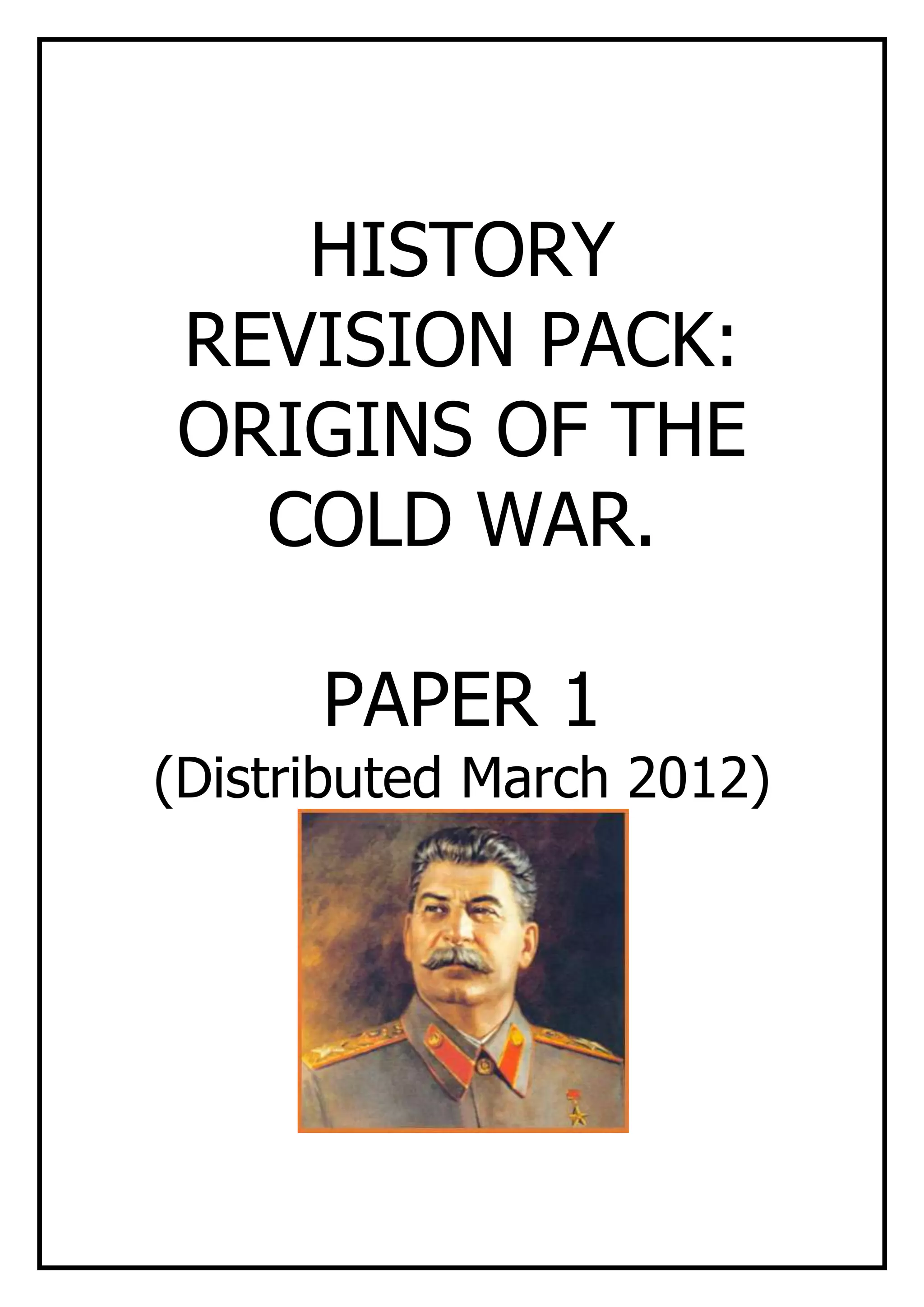 Psh 2012 origins cold war revision pack | DOCX