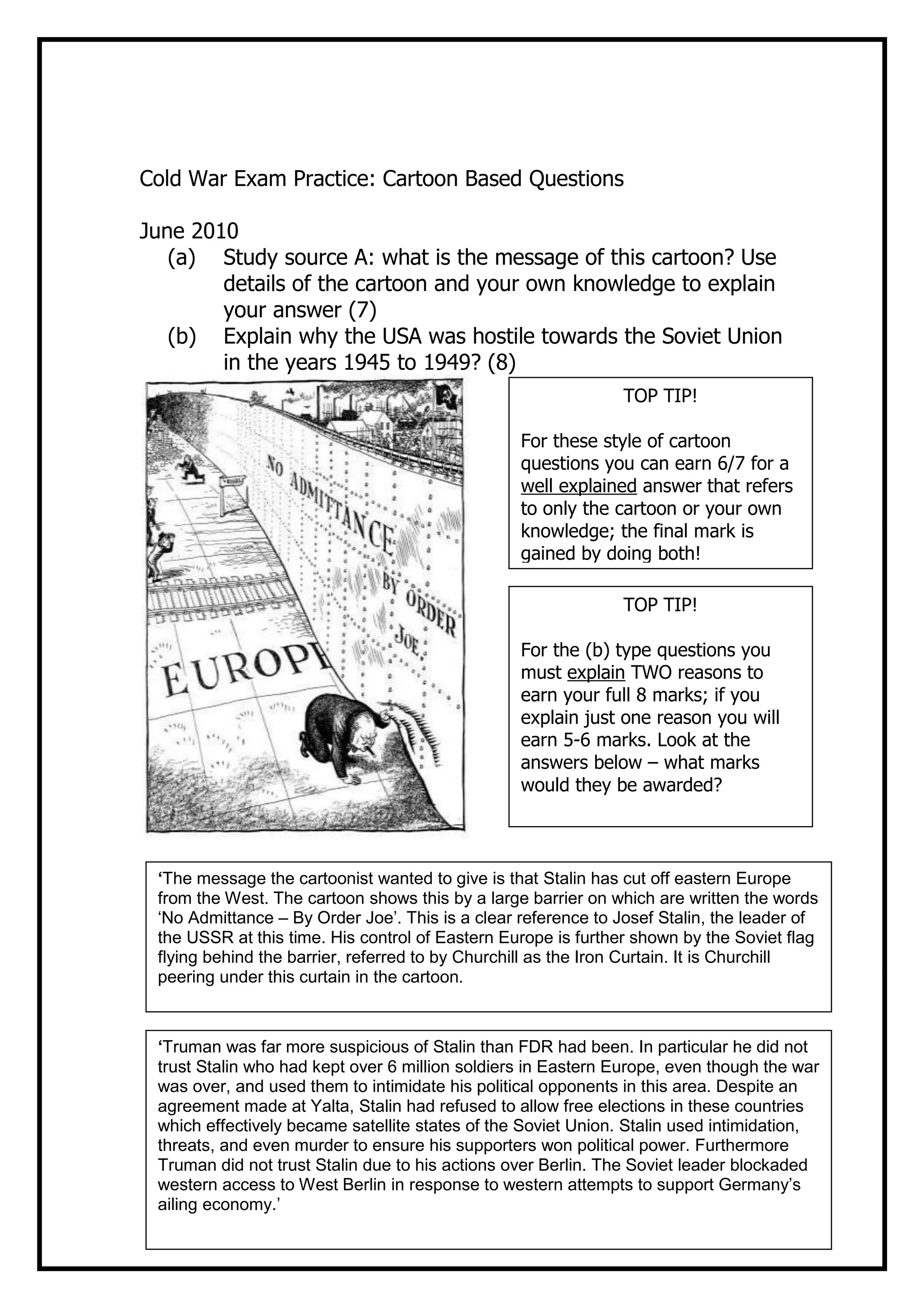 Psh 2012 origins cold war revision pack | DOCX