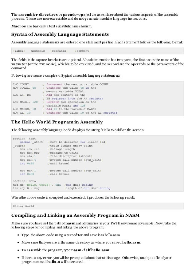 N_Asm Assembly basic syntax (sol) N_Asm Assembly basic syntax (sol)