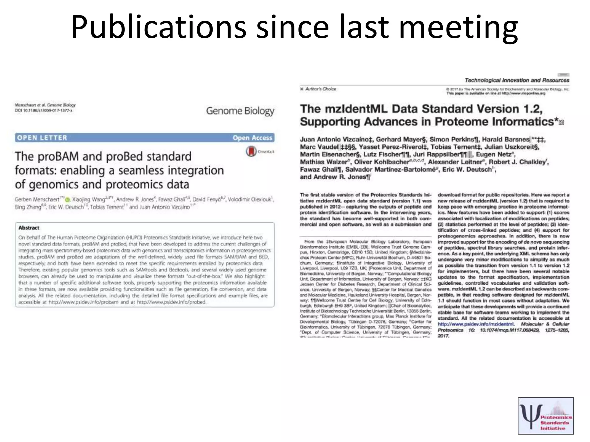 PSI-Proteome Informatics update | PPTX | Chemistry | Science