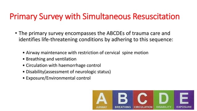 PRIMARY SURVEY AND INITIAL ASSESSMENT OF TRAUMA | PPTX | First Aid ...