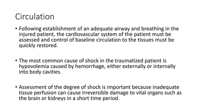 PRIMARY SURVEY AND INITIAL ASSESSMENT OF TRAUMA | PPTX | First Aid ...