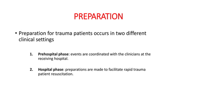 PRIMARY SURVEY AND INITIAL ASSESSMENT OF TRAUMA | PPTX | First Aid ...