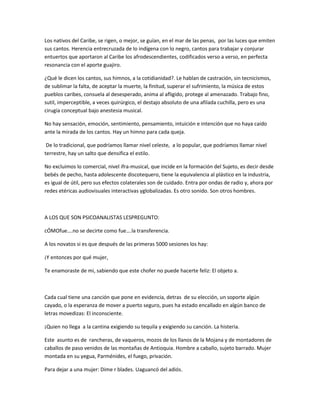 Psicoanalisis de la musica del caribe | DOCX