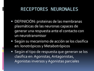 Neurotransmisores , Neuropéptidos, Vías y Receptores Neuronales | PPTX