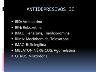 Clasificación terapéutica e Indicaciones de los Psicofármacos | PPTX