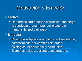 Motivacion y emocion | PPT