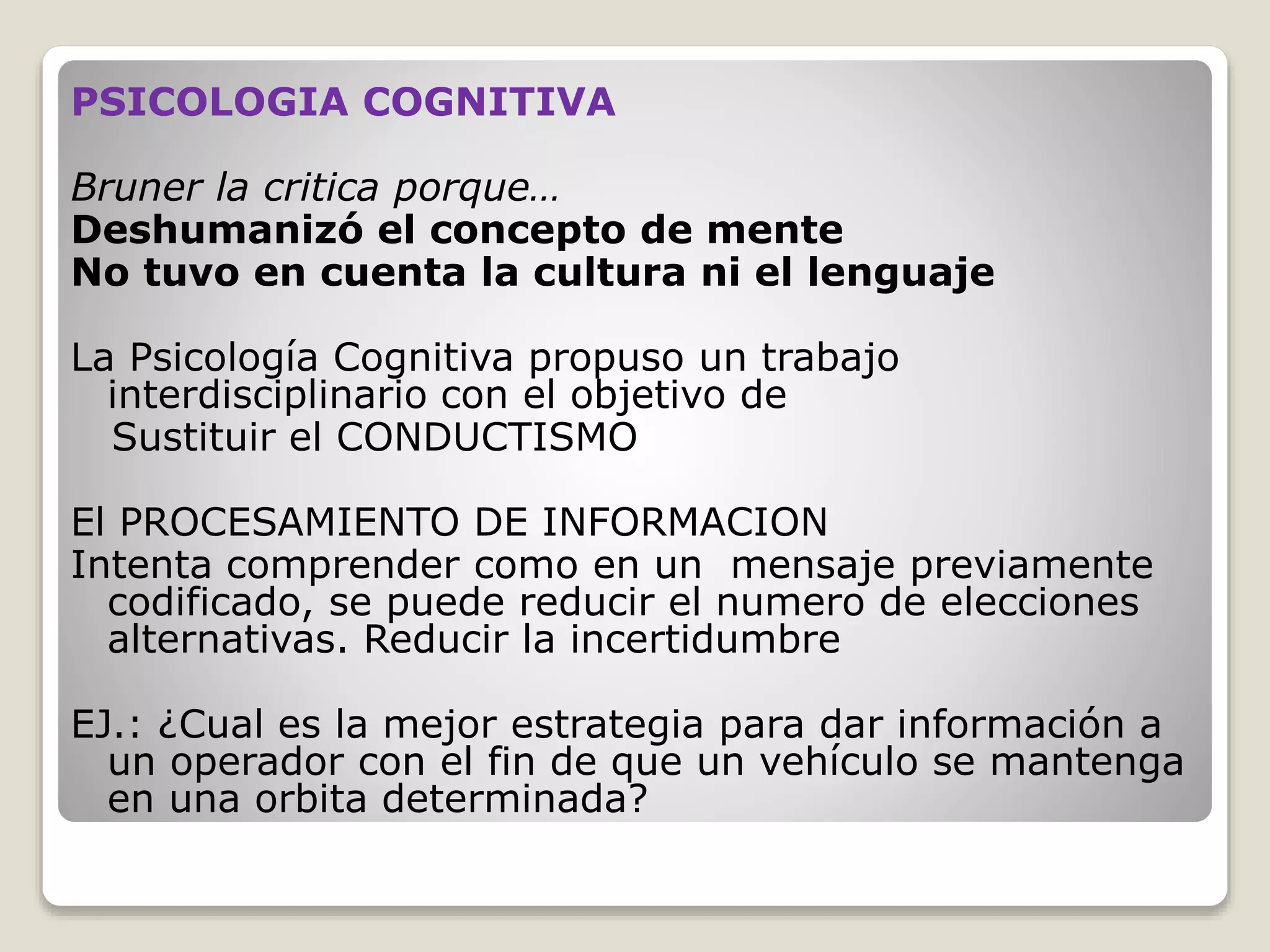 Psicologia cognitiva y significado | PPT