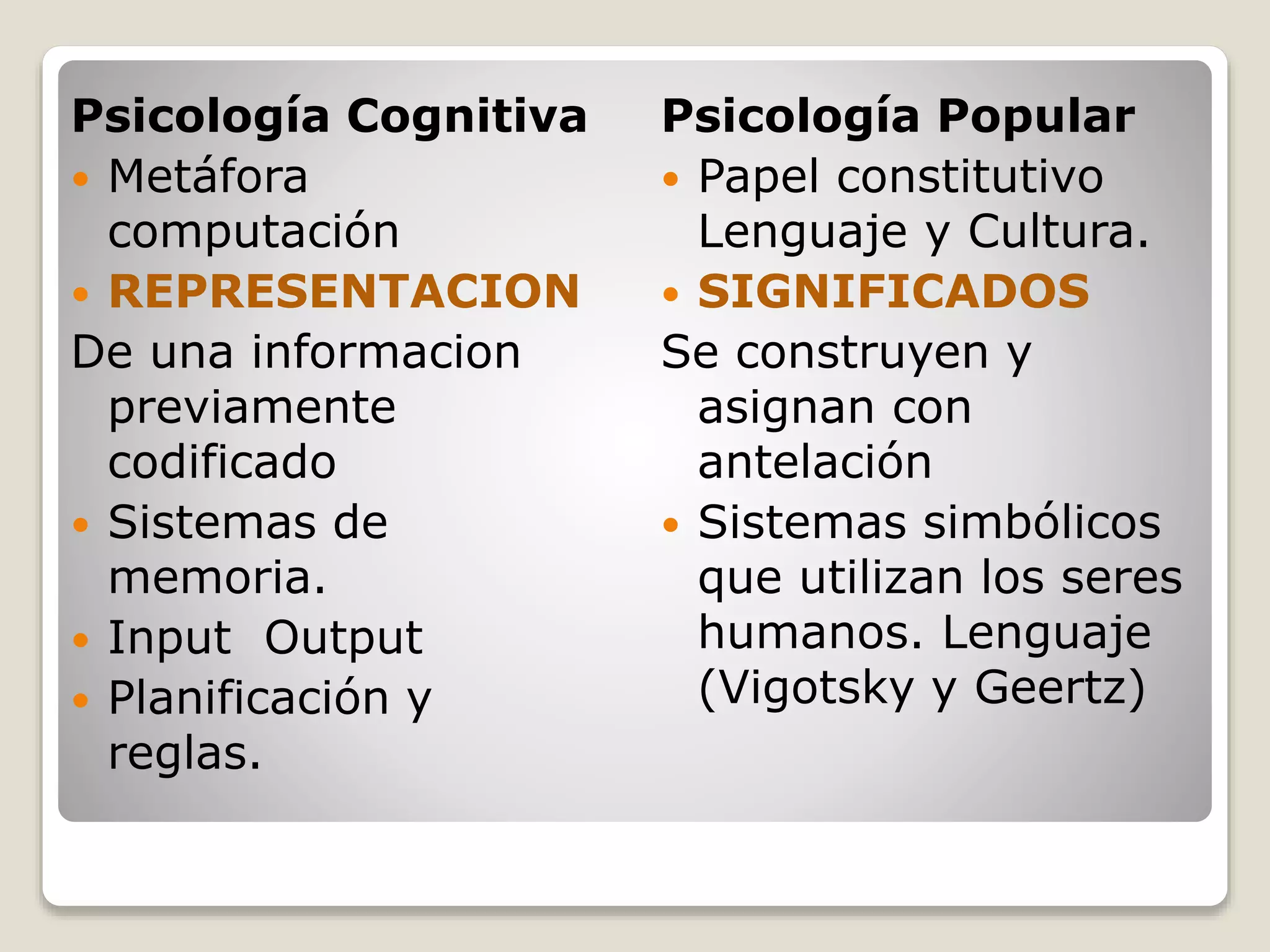 Psicologia cognitiva y significado | PPT