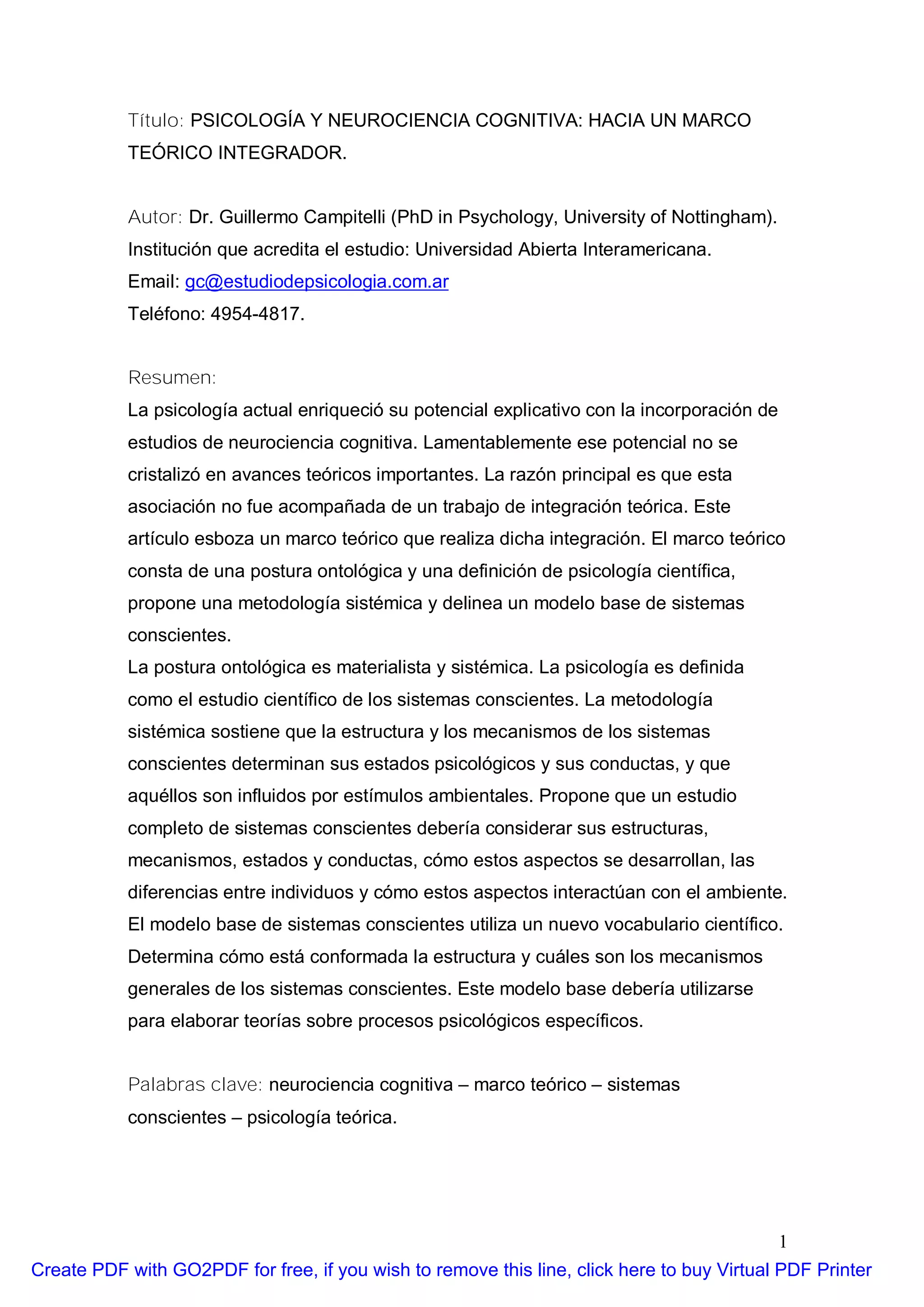 Psicologia y neurociencia cognitiva | PDF