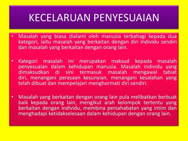 Psikologi bilazim : KECELARUAN PENYESUAIAN | PPT
