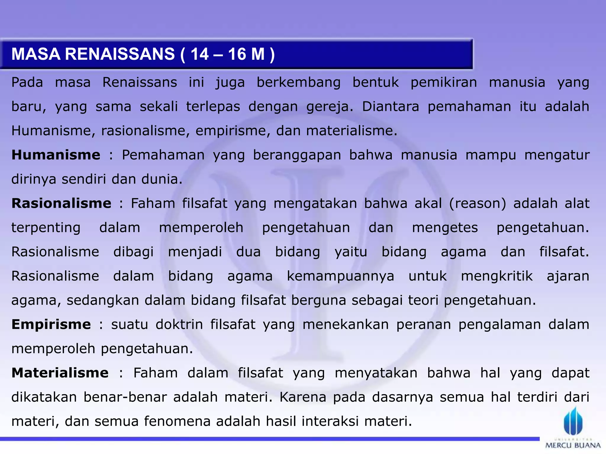 Psikologi dalm pandangan gereja dan masa renaissance | PPTX