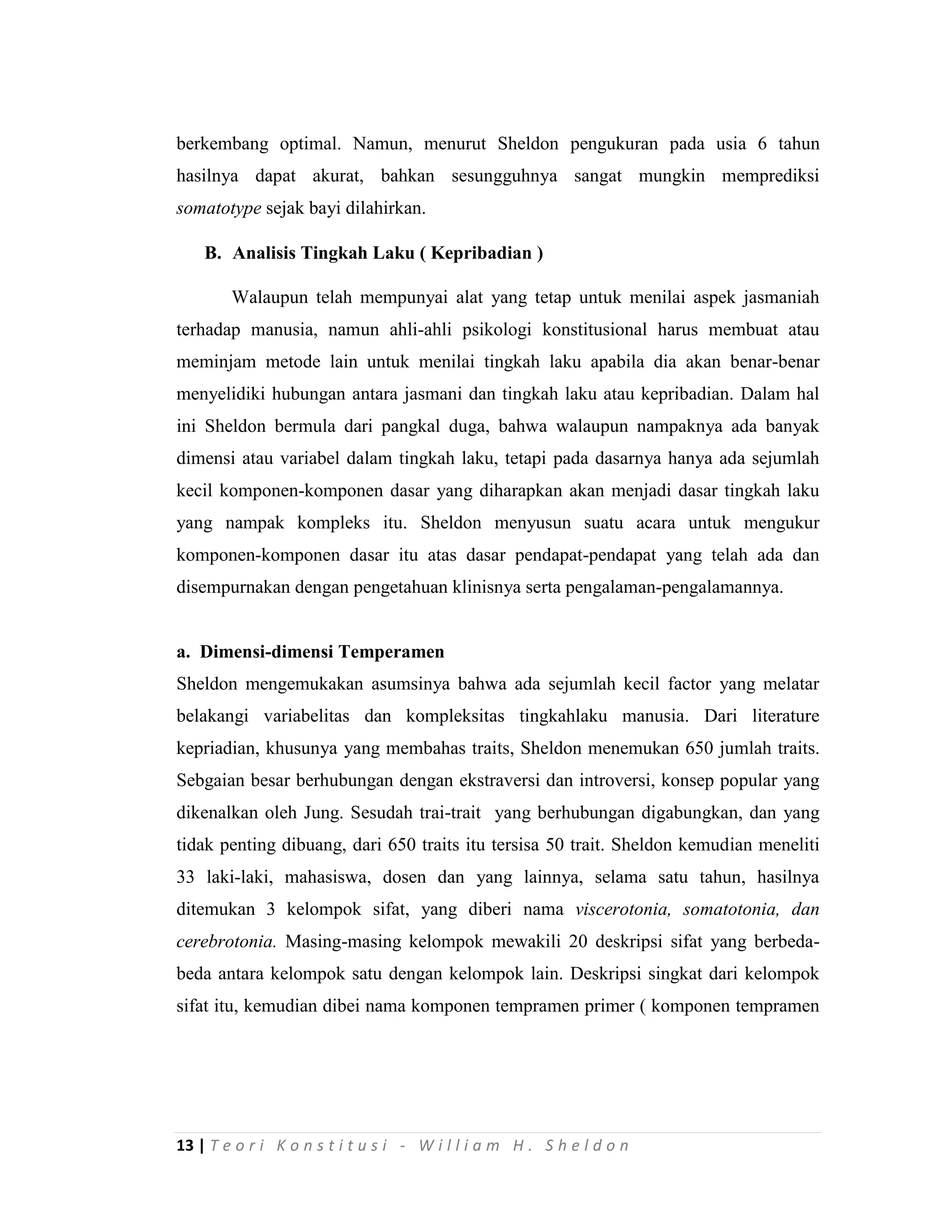 Psikologi konstitusi william herbert Sheldon | PDF