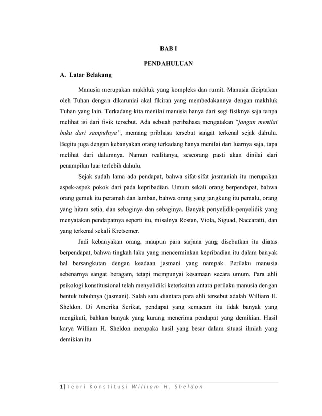 Psikologi konstitusi william herbert Sheldon | PDF