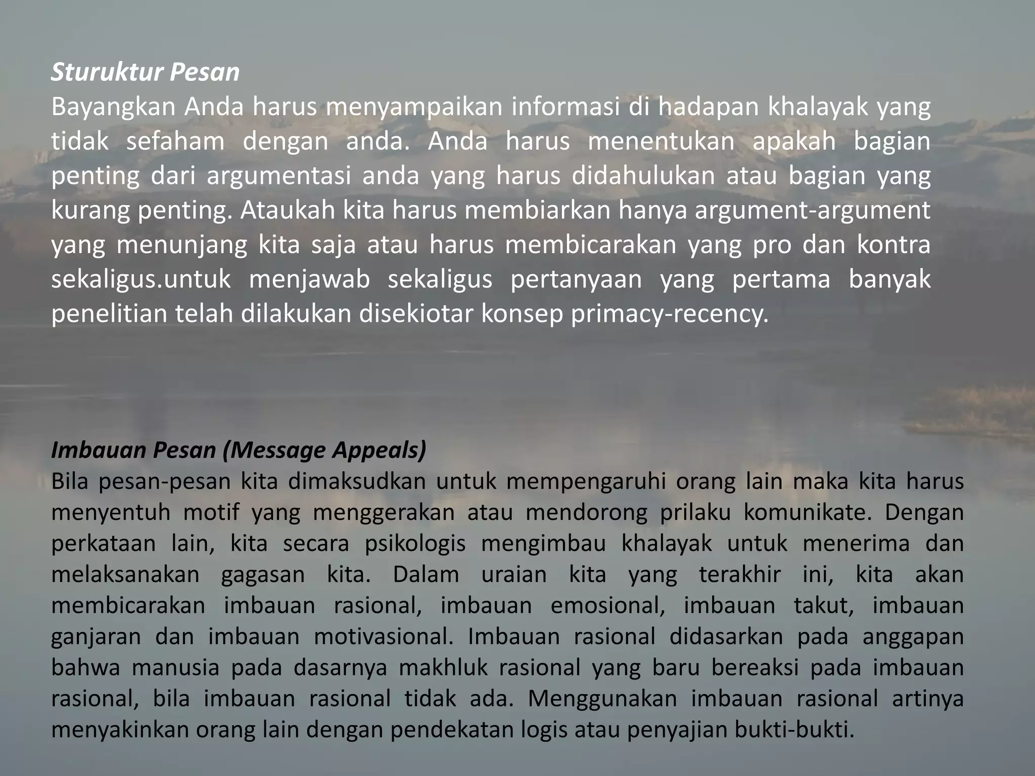 Psikologi komunikator dan psikologi pesan | PPTX