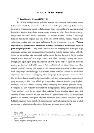 Psikologi purposive, refleksive dan behaviorisme Makalah | DOCX