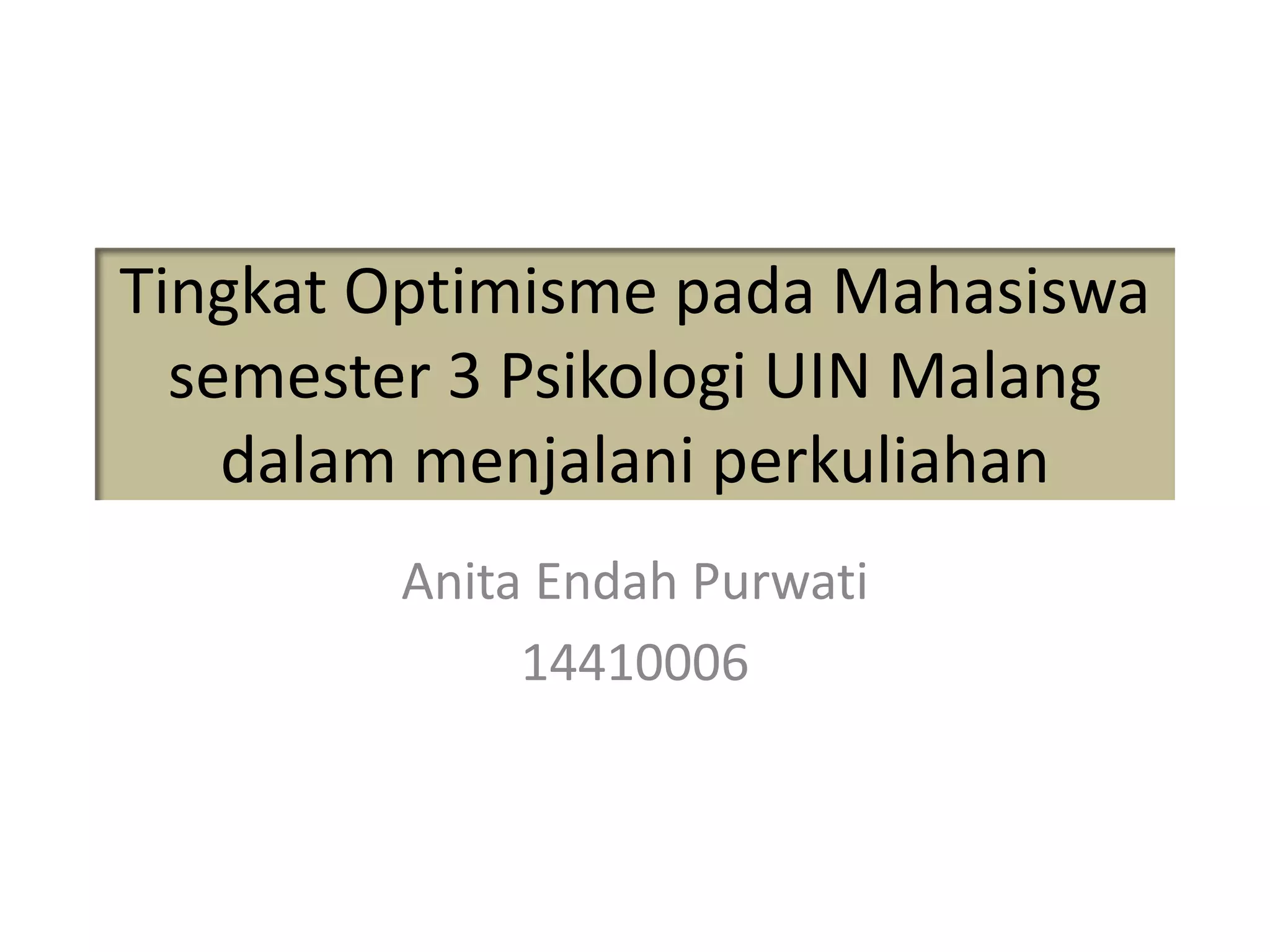 Psikometri - optimisme | PPTX