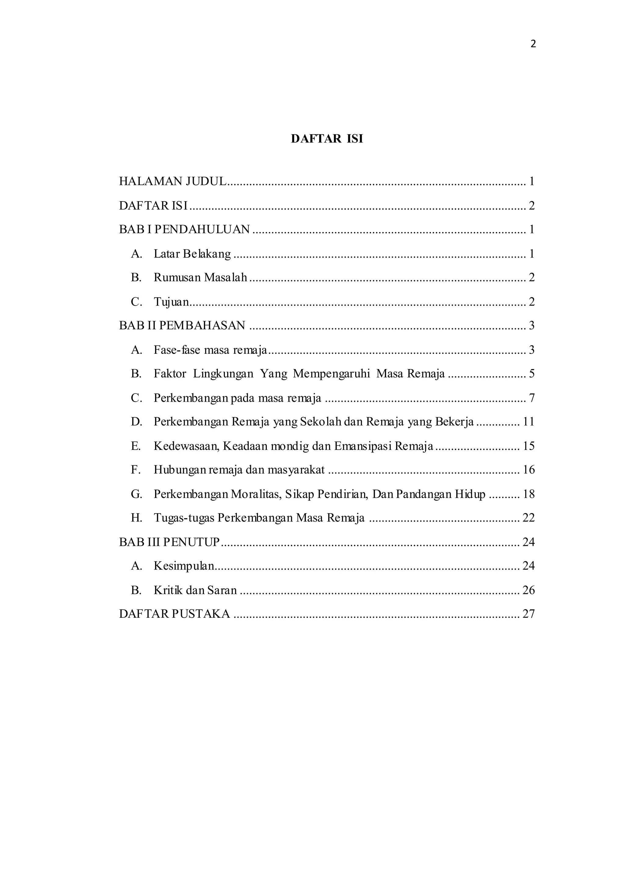 PERKEMBANGAN MASA REMAJA AWAL DAN MASA REMAJA AKHIR | PDF