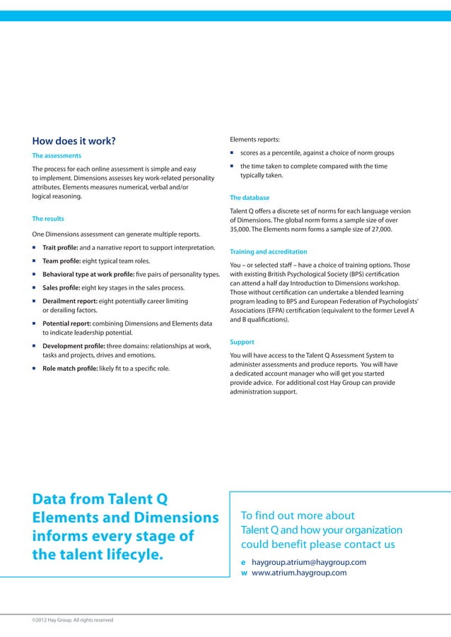 Talent Q Factsheet | PDF