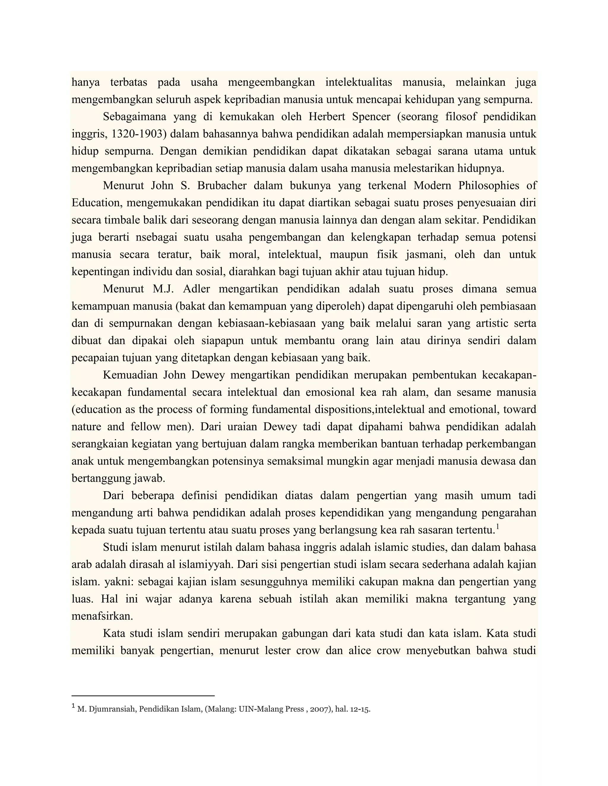 Pengertian Psi ( pengantar studi islam ) | DOCX